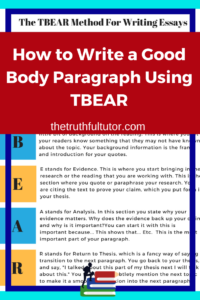 How to Write a Good Body Paragraph using TBEAR - The Truthful Tutors